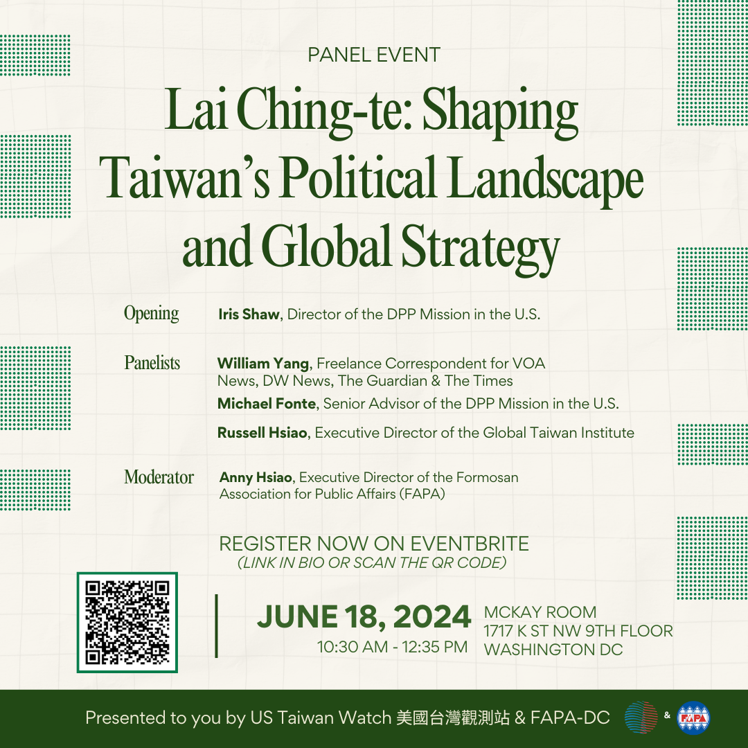 2024-0607: Nvidia CEO in Taiwan; Panel Event on Lai Ching-te’s Global ...